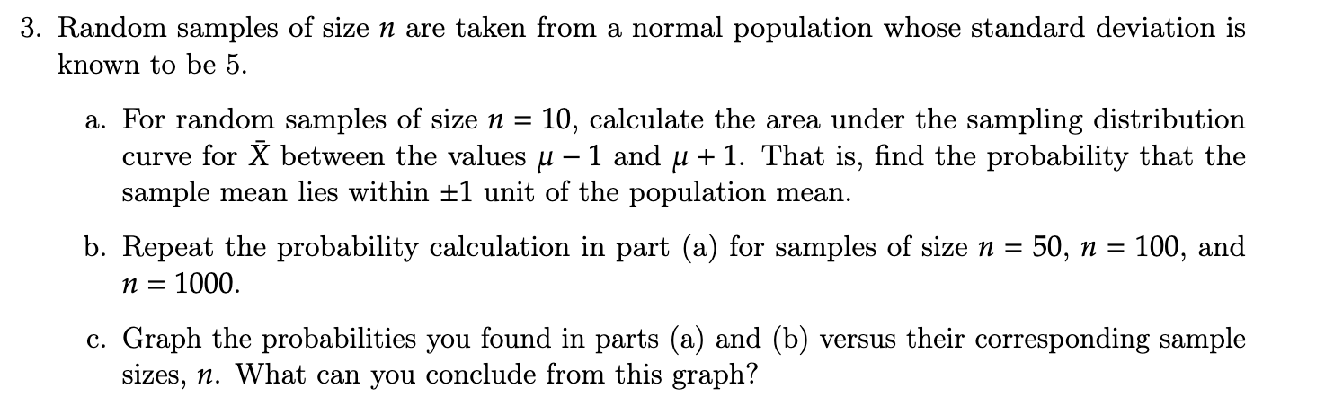 Solved Random samples of size n are taken from a normal | Chegg.com