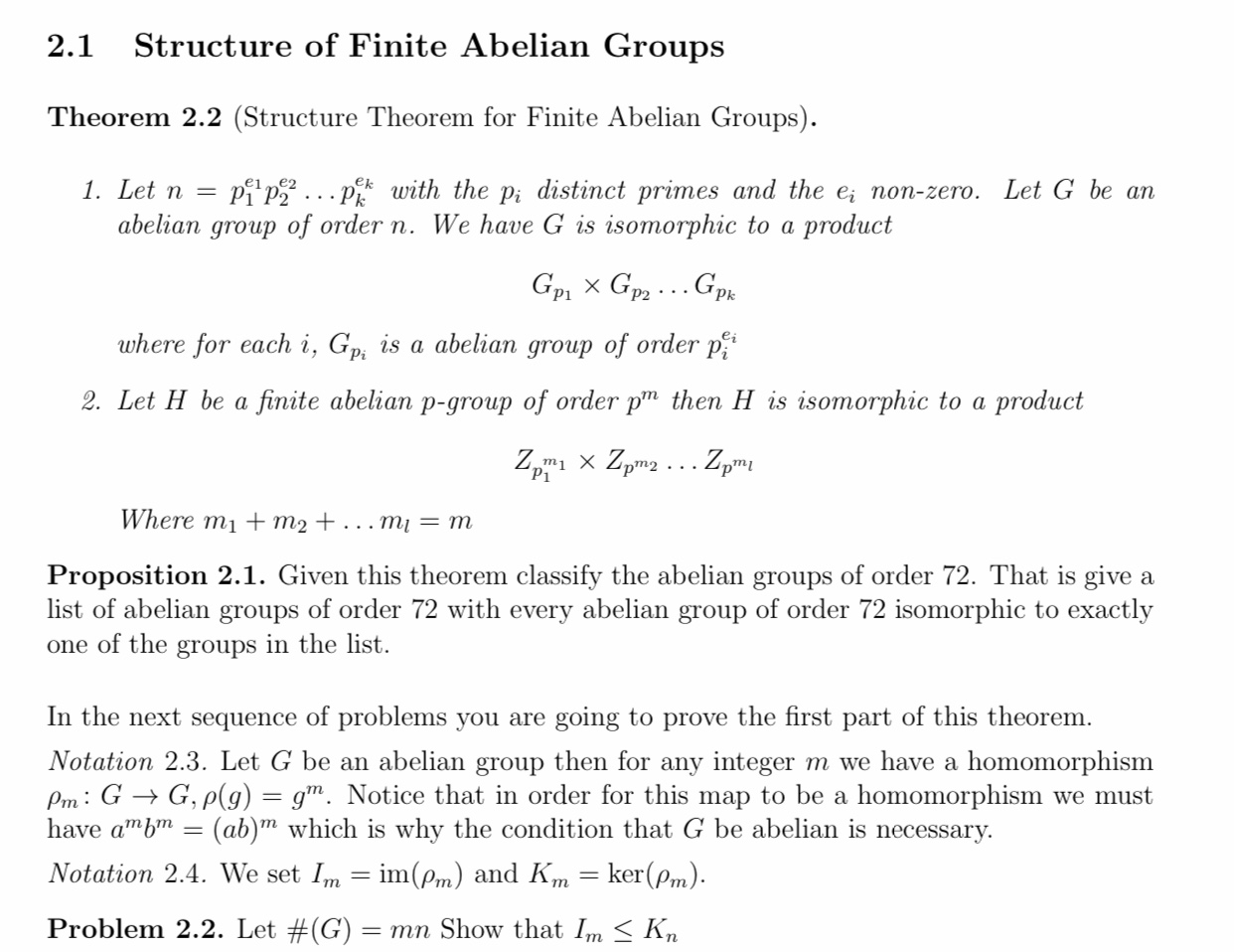 Solved 2.1 Structure of Finite Abelian Groups Theorem 2.2 | Chegg.com
