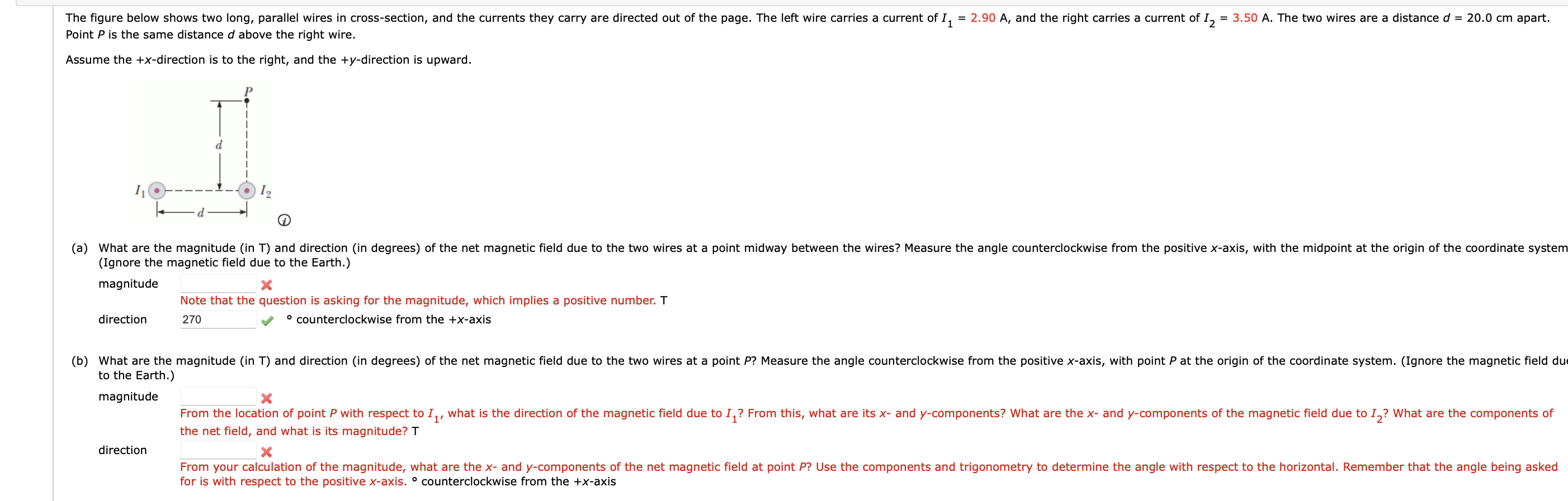 Solved Point P is the same distance d above the right wire. | Chegg.com