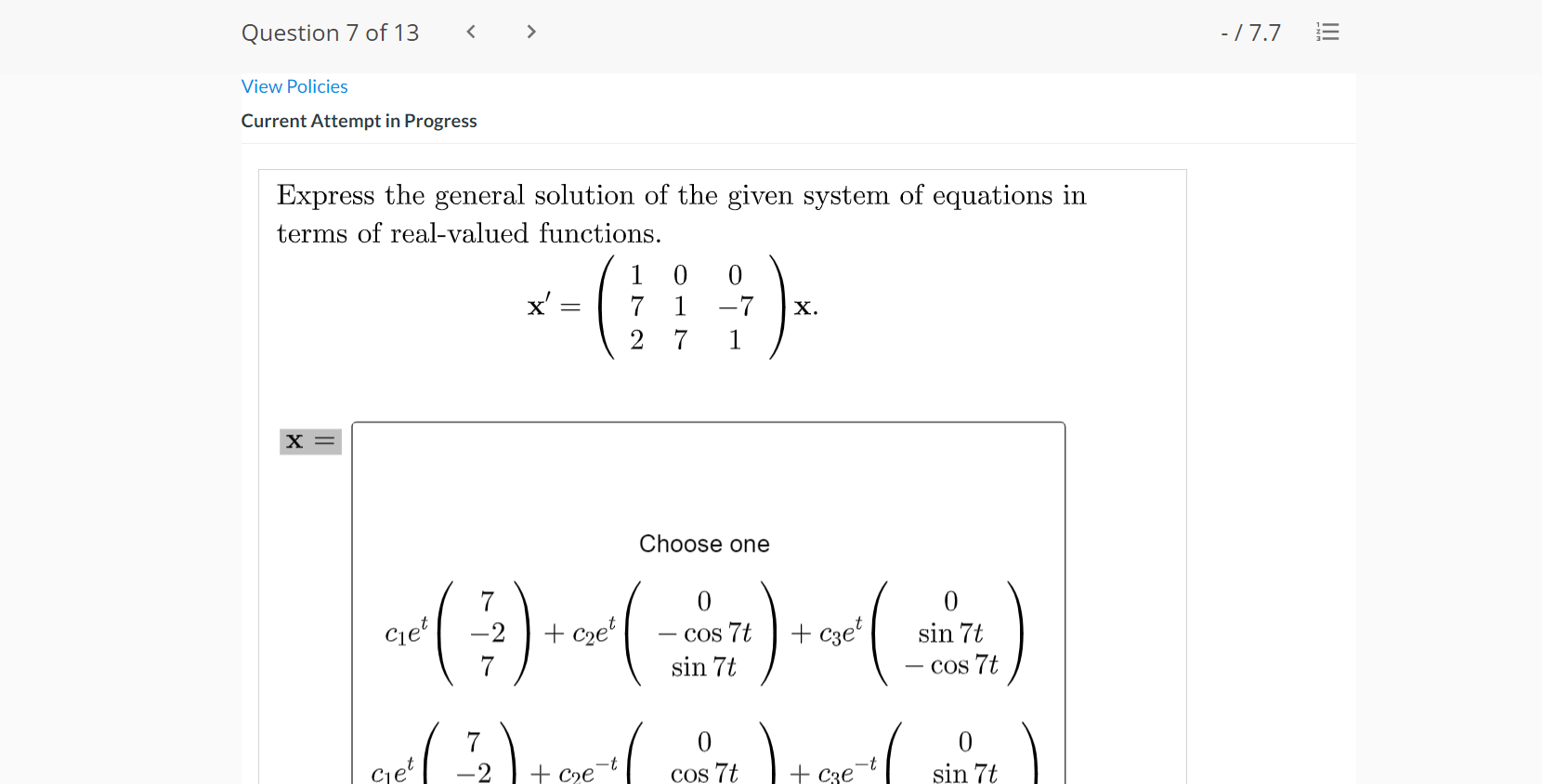 Solved Question 7 of 13 - 77.7 !!! View Policies Current | Chegg.com