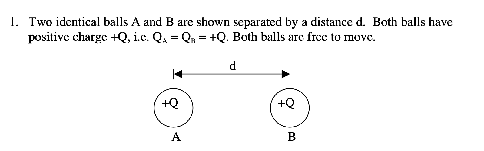 Solved Two identical balls A and B are shown separated by a | Chegg.com