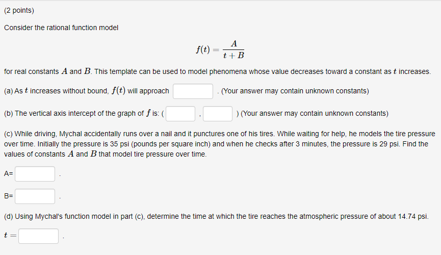 Solved (2 points) Consider the rational function model А | Chegg.com