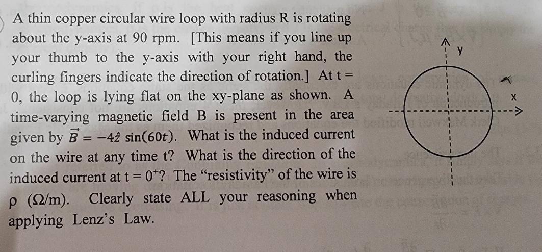 Solved A thin copper circular wire loop with radius R is | Chegg.com