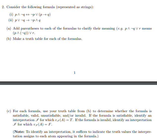 Solved 2. Consider the following formula (represented as | Chegg.com