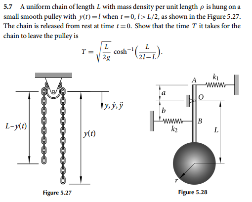 Solved 5.7 A uniform chain of length L with mass density per | Chegg.com