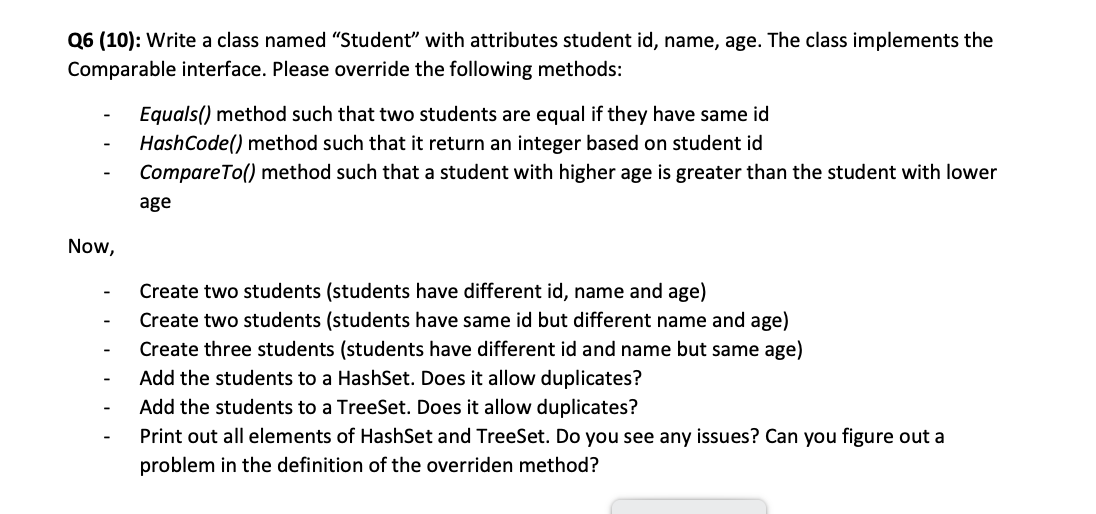 Solved Q6 (10): Write a class named "Student" with | Chegg.com