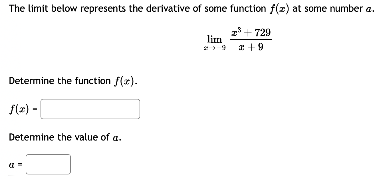Solved The limit below represents the derivative of some | Chegg.com