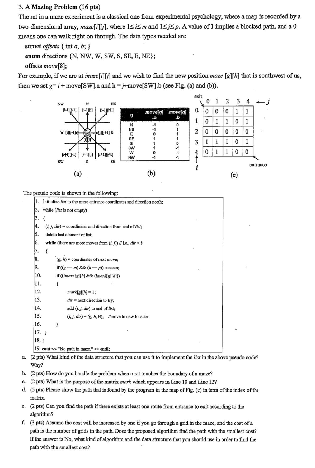Solved 3. A Mazing Problem (16 pts) The rat in a maze | Chegg.com