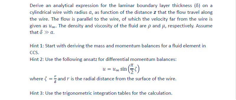 Derive an analytical expression for the laminar | Chegg.com