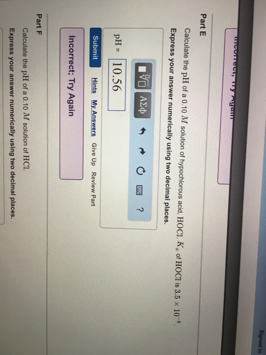 Solved Now verify this ranking by calculating the pH of each | Chegg.com