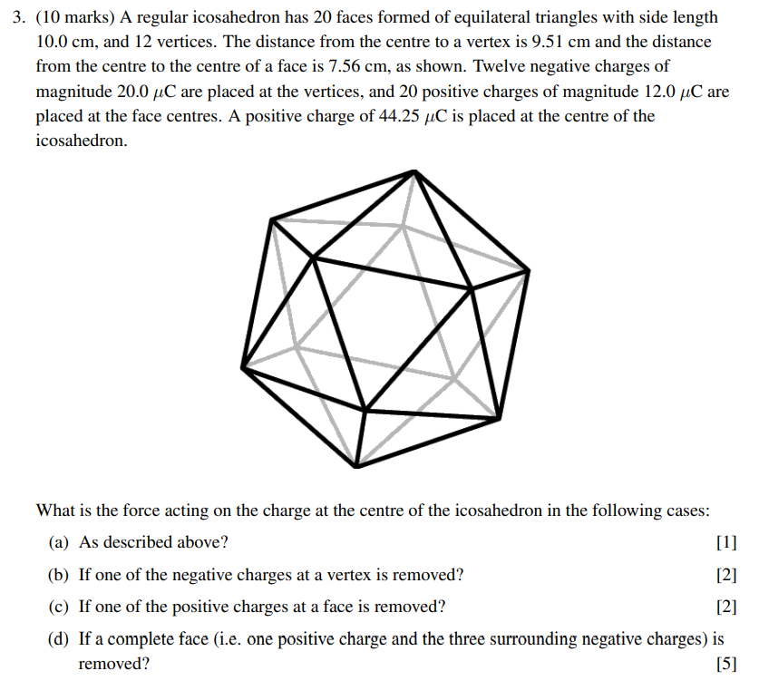 Solved 3. (10 marks) A regular icosahedron has 20 faces | Chegg.com