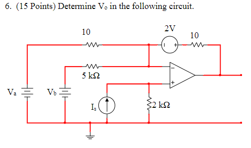 Solved 6. (15 Points) Determine V0 in the following circuit. | Chegg.com