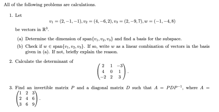Solved All of the following problems are calculations. 1. | Chegg.com
