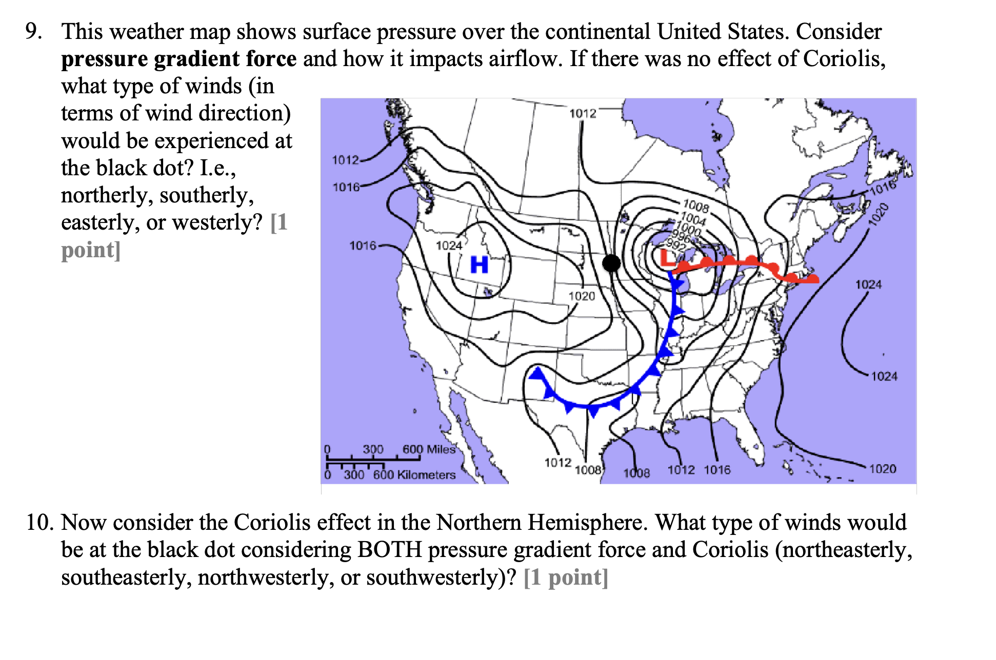 Solved This weather map shows surface pressure over the | Chegg.com