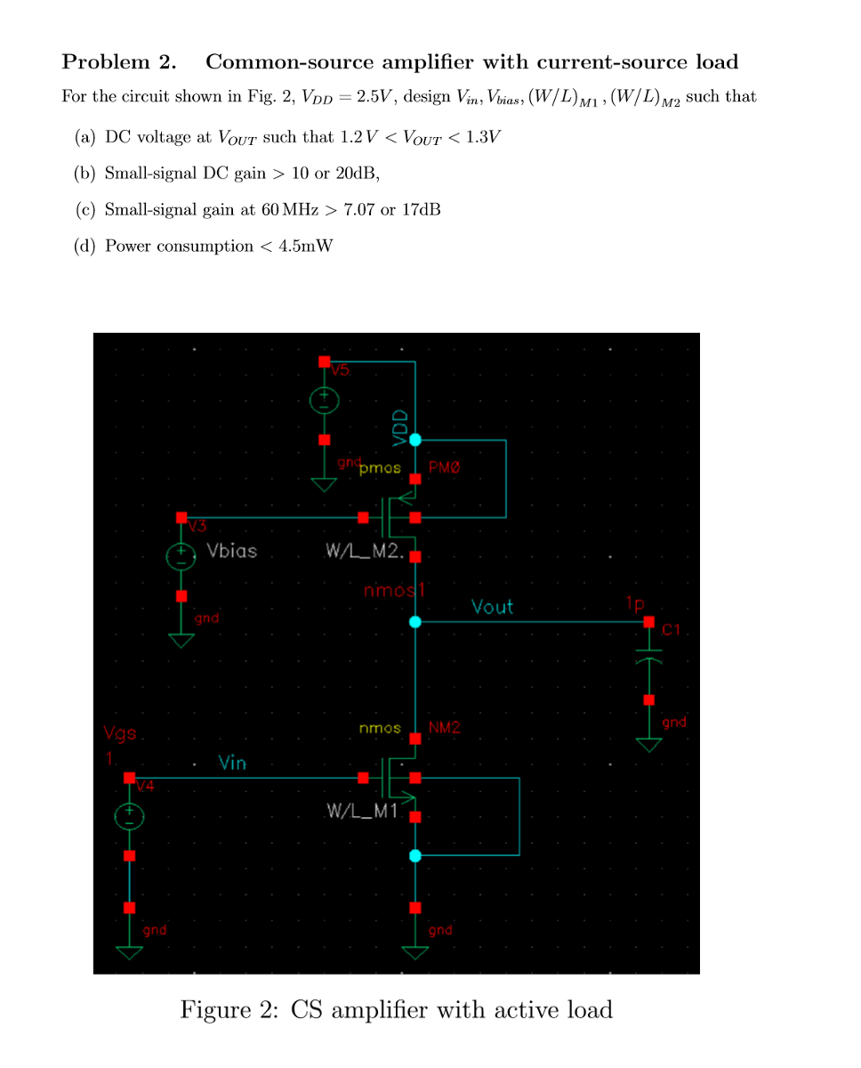 Problem 2. Common-source amplifier with | Chegg.com