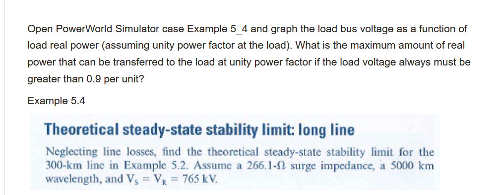 Solved Open PowerWorld Simulator case Example 5_4 and graph | Chegg.com