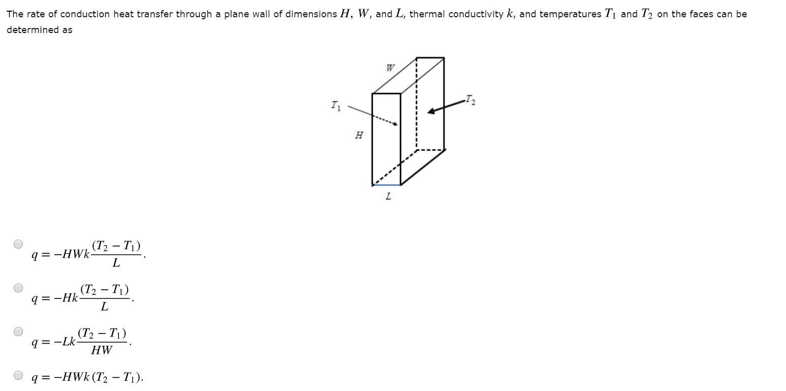 Solved The rate of conduction heat transfer through a plane | Chegg.com