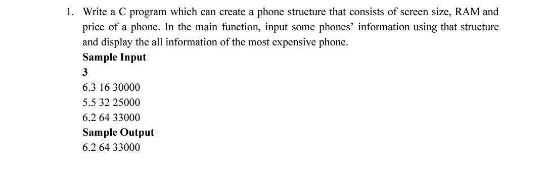 Solved 1. Write a C program which can create a phone | Chegg.com