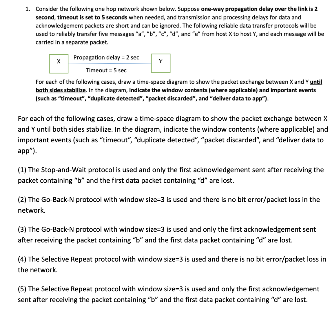 Solved 1. Consider the following one hop network shown | Chegg.com