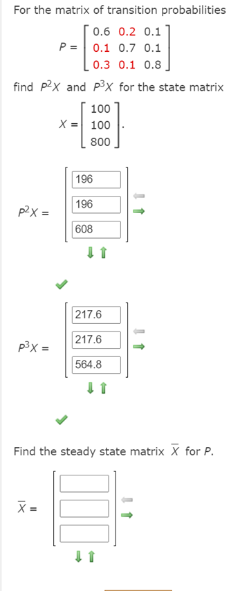 Solved For the matrix of transition probabilities 0.6 0.2 | Chegg.com