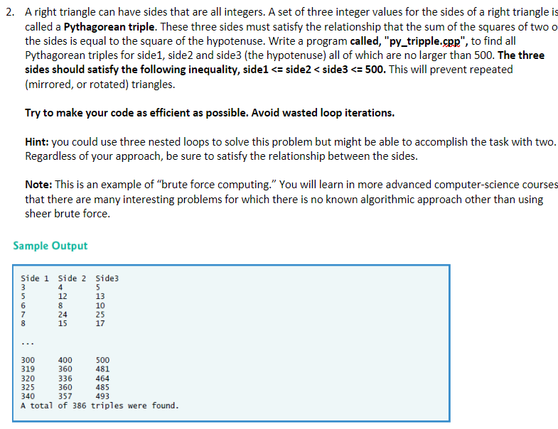 Solved 2. A right triangle can have sides that are all | Chegg.com