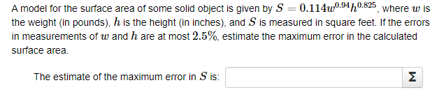 Solved A model for the surface area of some solid object is | Chegg.com