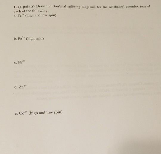 Solved Draw the d-orbital splitting diagrams for the | Chegg.com
