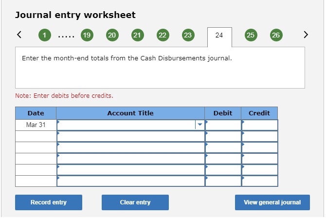 Solved Journal entry worksheet 19 20 21 23 24 25 26 Enter | Chegg.com