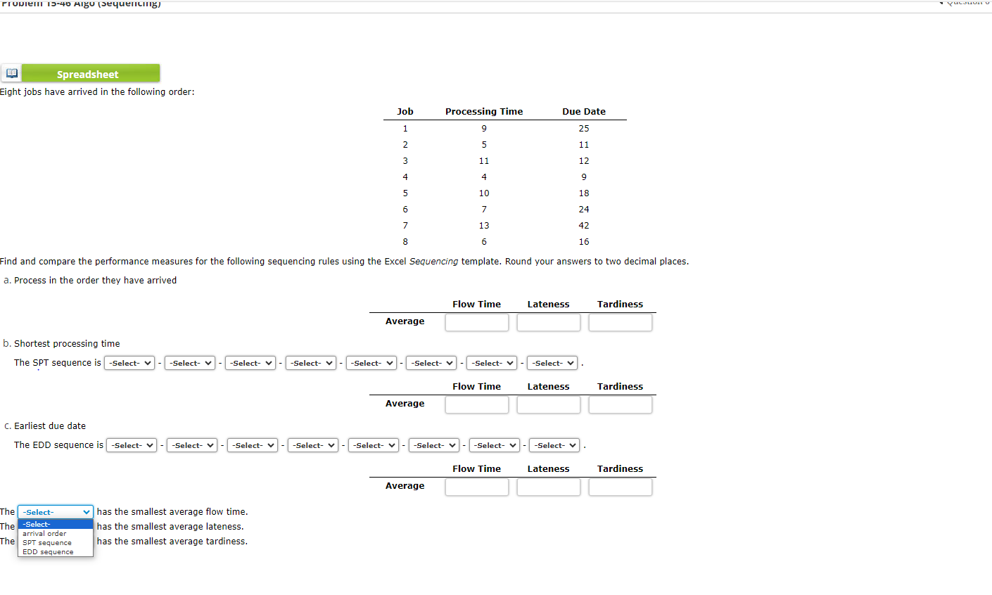 Solved Eight jobs have arrived in the following order:Find | Chegg.com