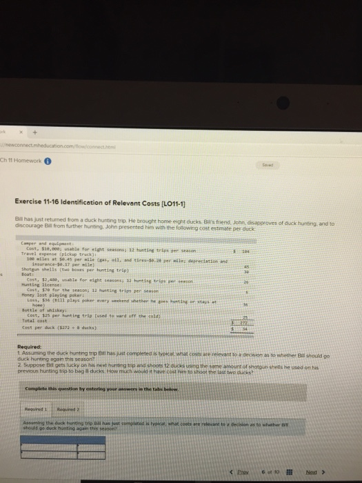 Solved Ch 11 Homework Exercise 11-16 Identification of | Chegg.com