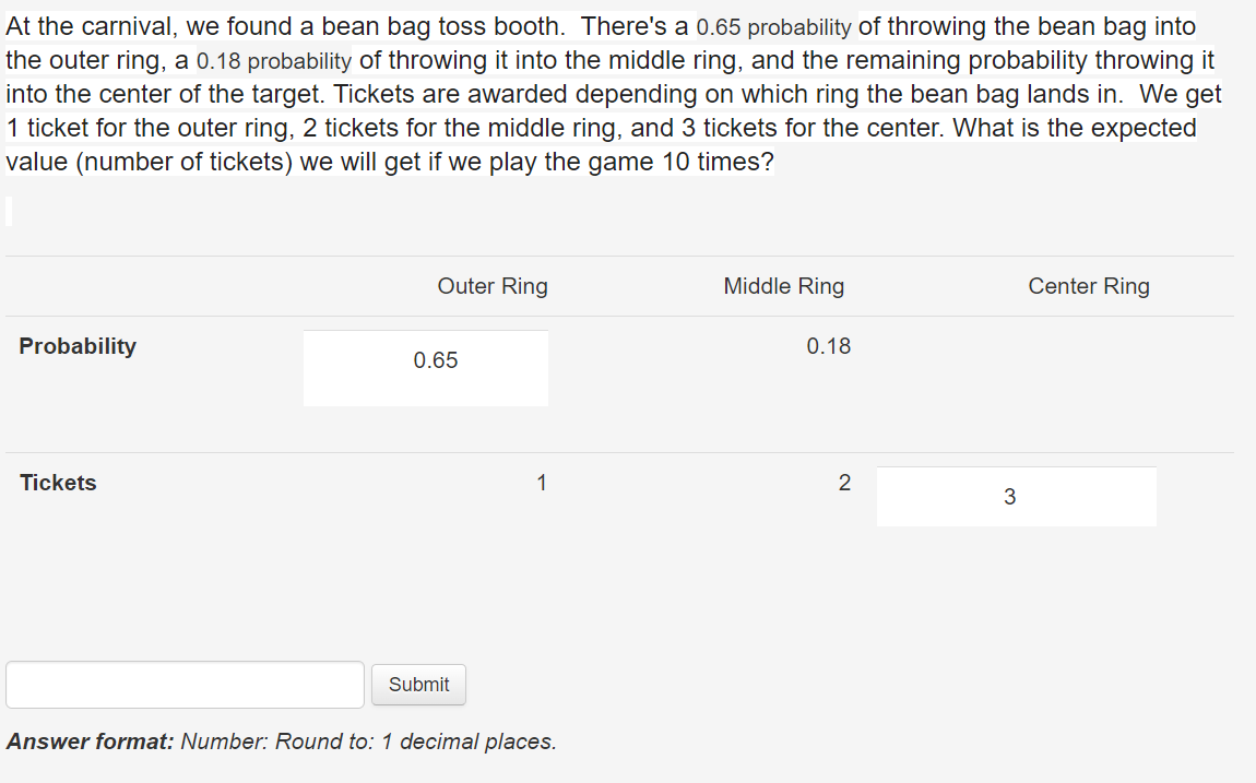 Solved At the carnival, we found a bean bag toss booth. | Chegg.com