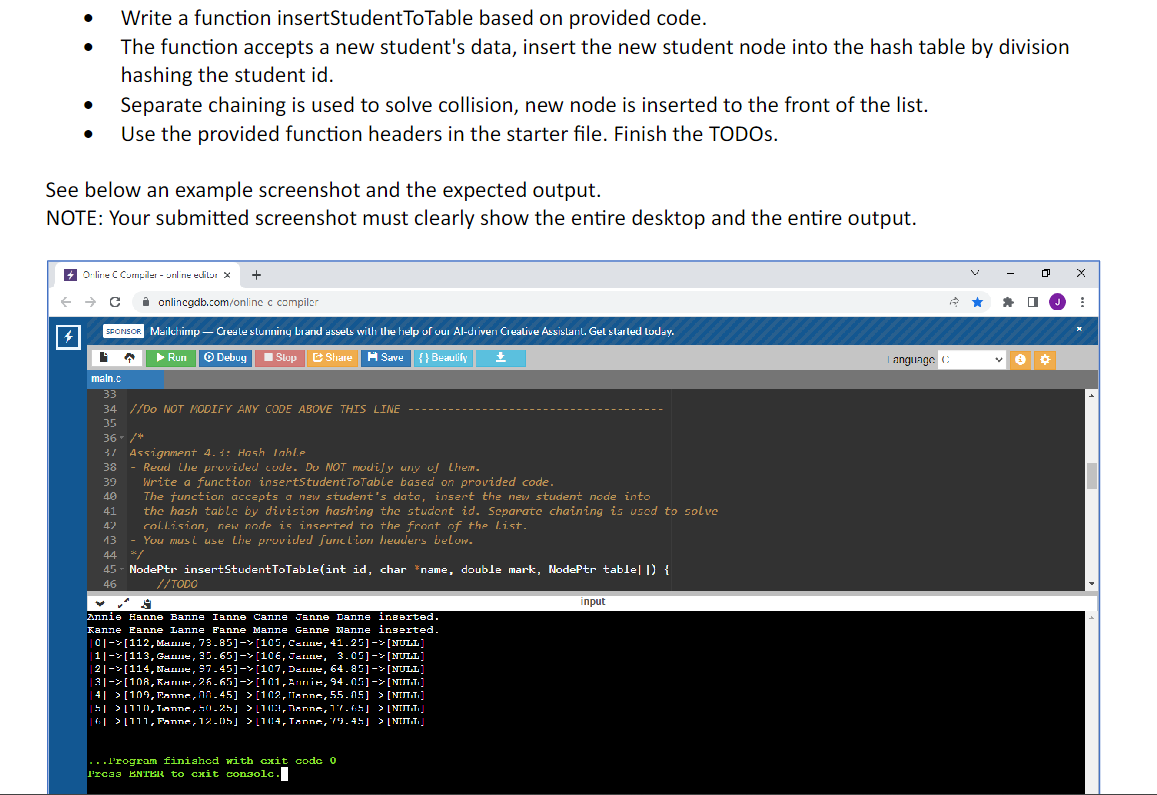 Solved Kindly answer the following C programming question | Chegg.com