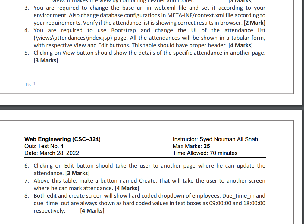 Attendance Case Study Introduction Using Spring MVC | Chegg.com