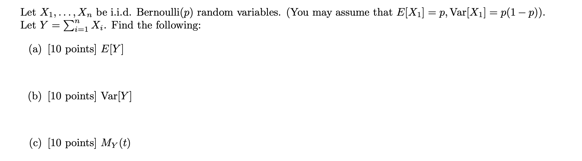 Solved Let x1,dots,xn ﻿be i.i.d. ﻿Bernoulli(p) ﻿random | Chegg.com