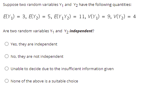 Solved Suppose two random variables Y1 and Y2 have the | Chegg.com