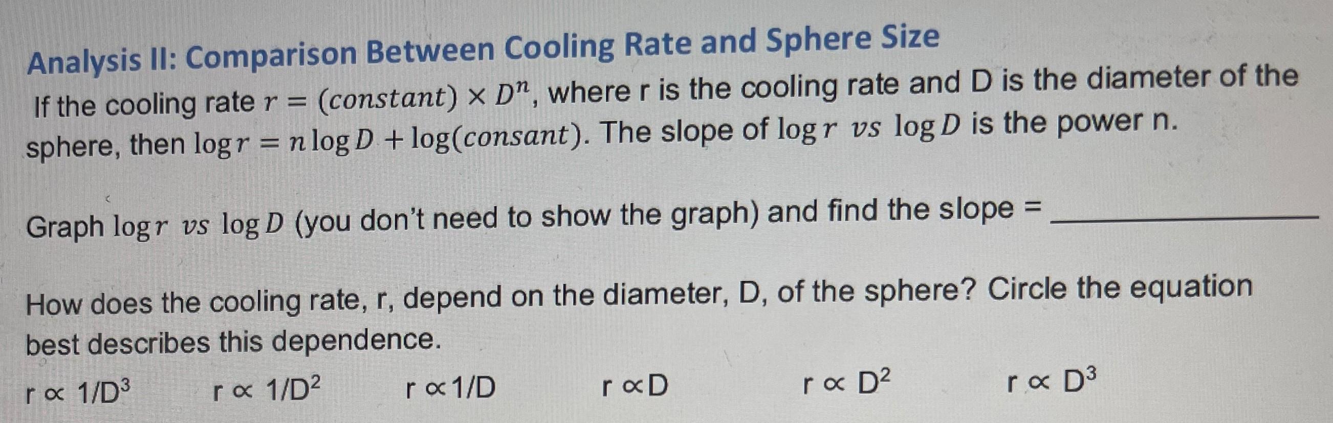 Solved Х Analysis II: Comparison Between Cooling Rate and | Chegg.com