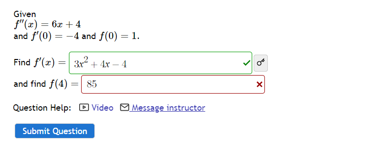 Solved Given f''(x)=6x+4 and f'(0)=−4 and f(−0)=1. Find | Chegg.com | Chegg.com