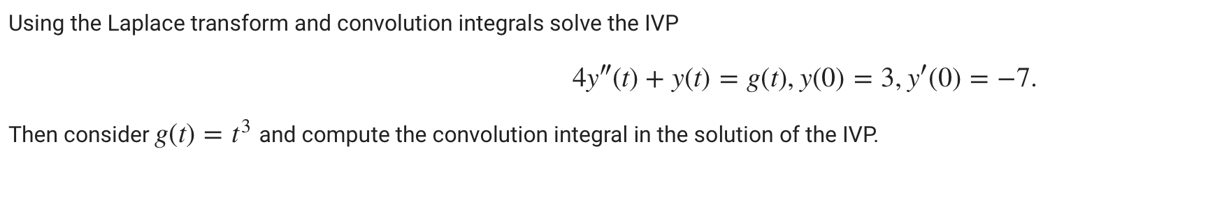 Solved Using the Laplace transform and convolution integrals | Chegg.com