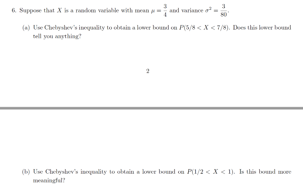 Solved 3 6. Suppose that X is a random variable with mean u | Chegg.com