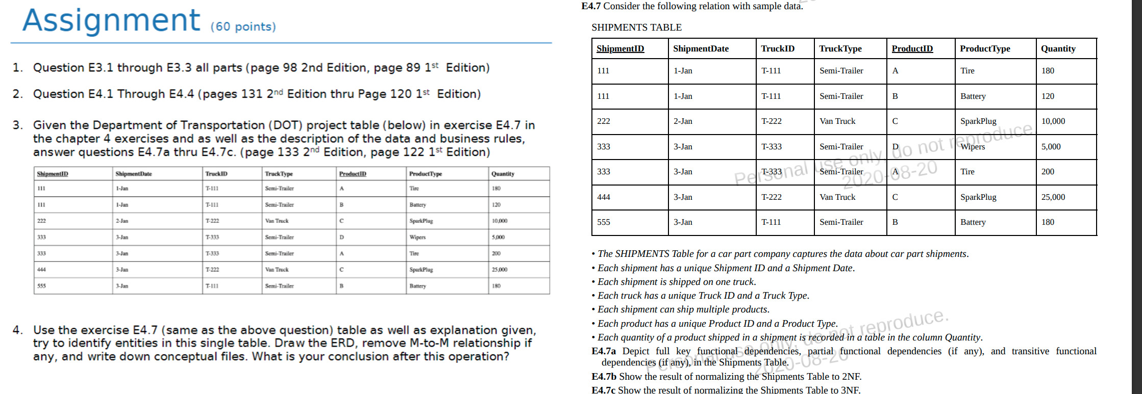 Solved Assignment (60 ﻿points)Question E3.1 ﻿through E3.3 | Chegg.com