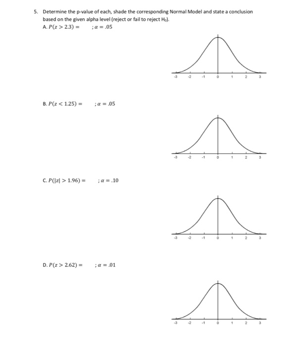 Solved Determine the p-value of each, shade the | Chegg.com