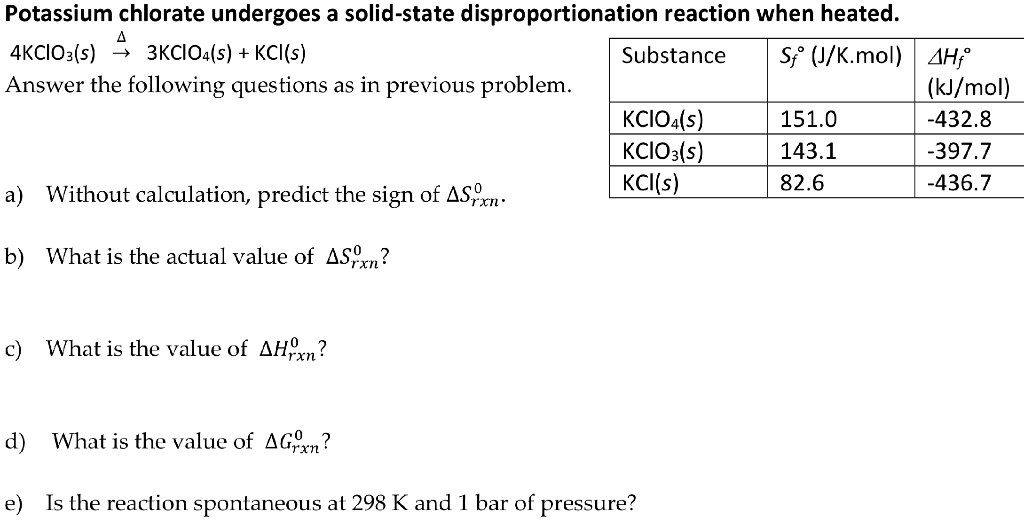 Solved Potassium chlorate undergoes a solid-state | Chegg.com