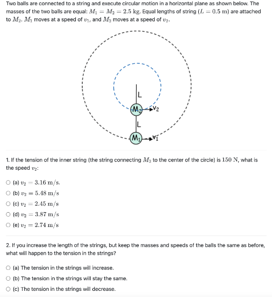 Solved Two balls are connected to a string and execute | Chegg.com