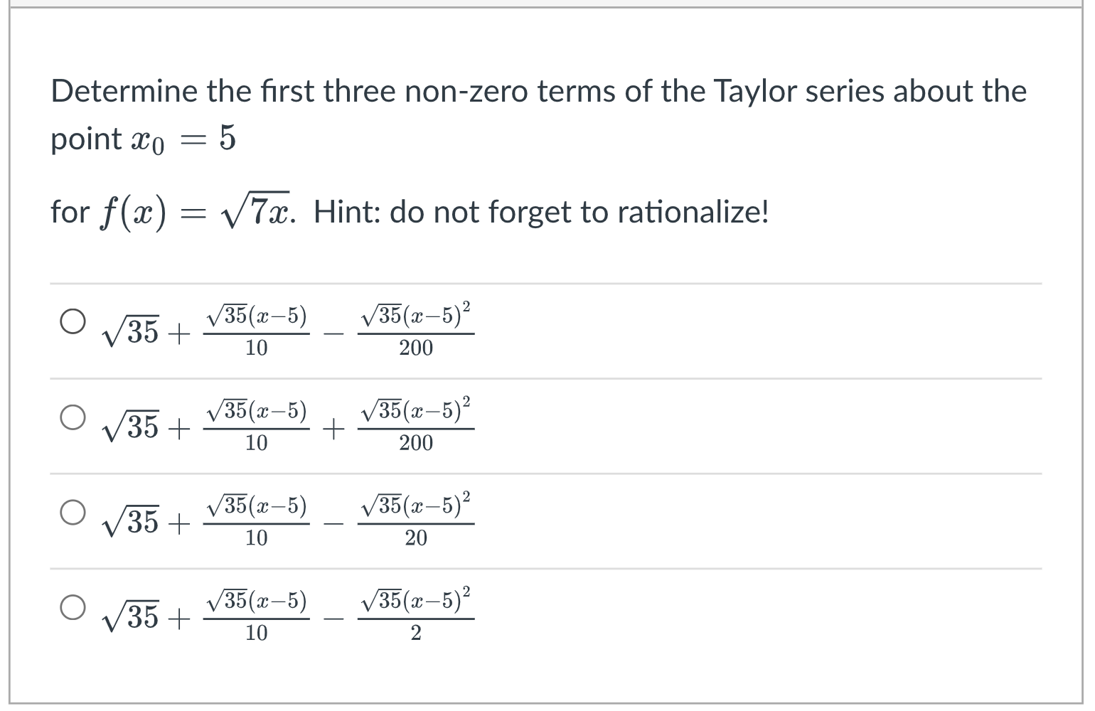 Solved Determine the first three non-zero terms of the | Chegg.com