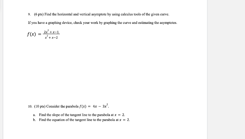 Solved 9. ( 6 pts) Find the horizontal and vertical | Chegg.com