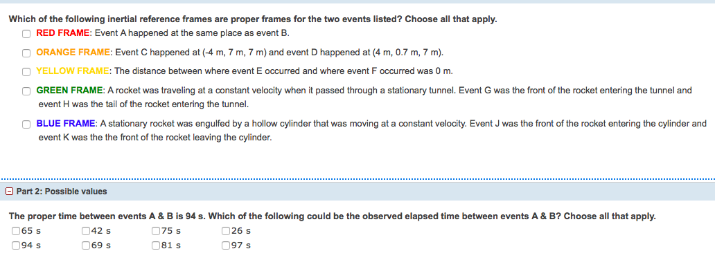 Solved Which of the following inertial reference frames are | Chegg.com
