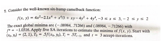 7. Consider the well-known six-hump camelback | Chegg.com