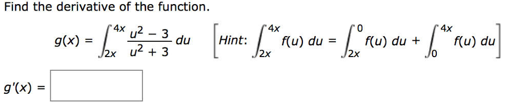 Solved Find the derivative of the function. g(x) - du | Chegg.com