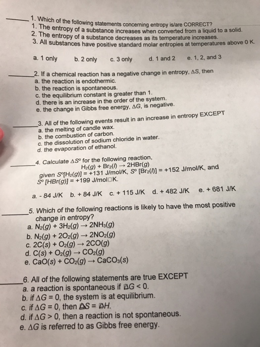 Solved 1. Which of the following statements concerning | Chegg.com