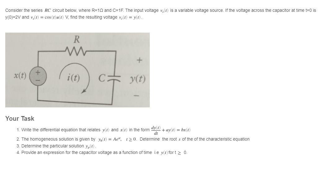 Solved Consider the series RC circuit below, where R=10 and | Chegg.com